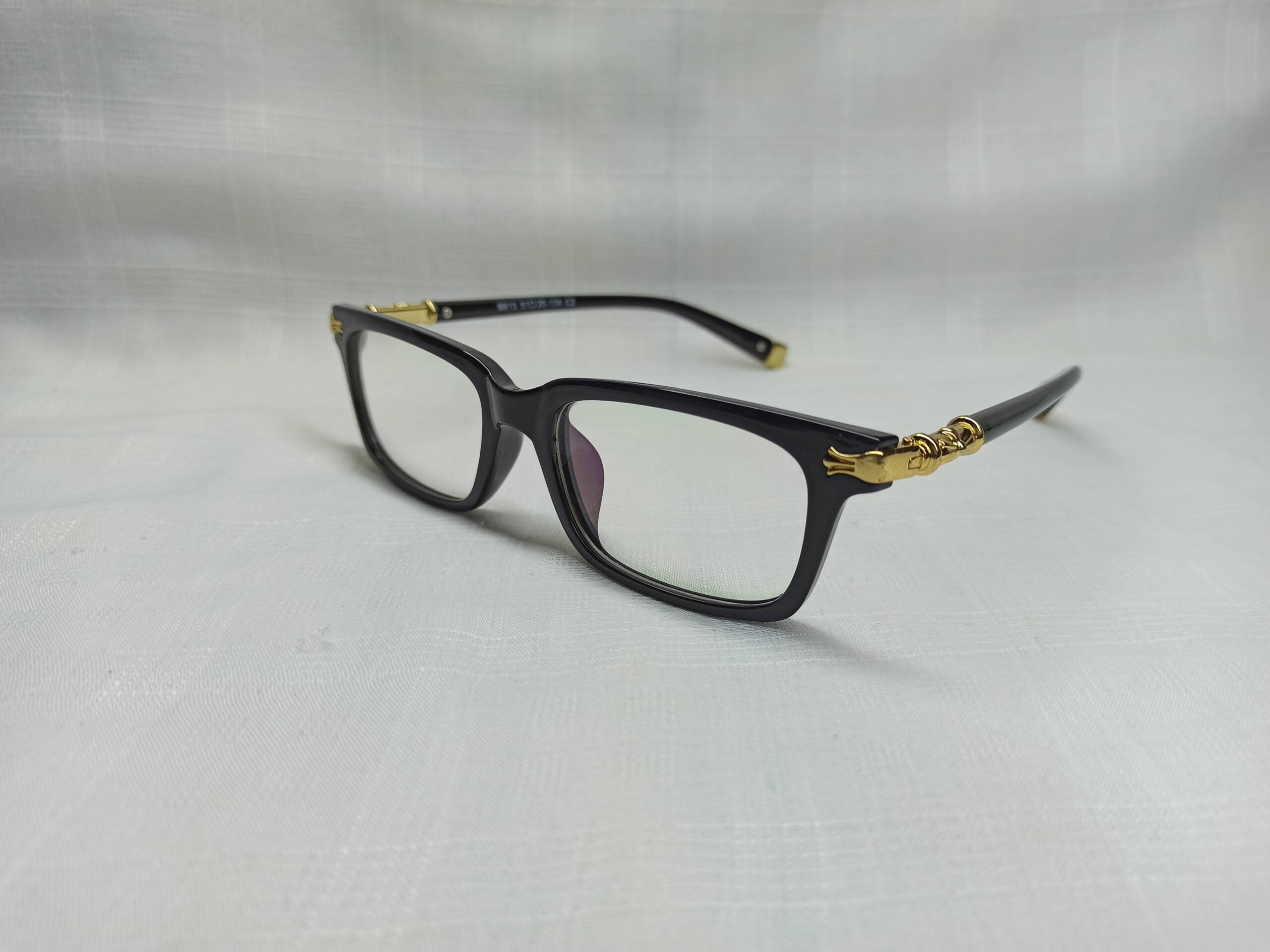 Rectangular Gold/Black - EF74 - Acetate - Unisex - Eyewear