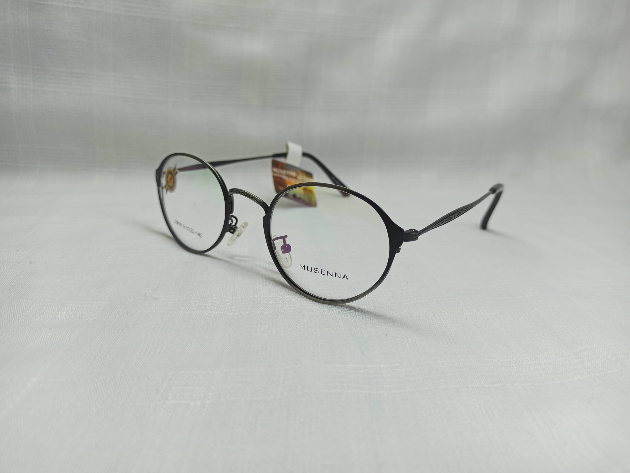 Musenna - EF115 - Grey Engraved - Round - Metal - Women - Eyewear